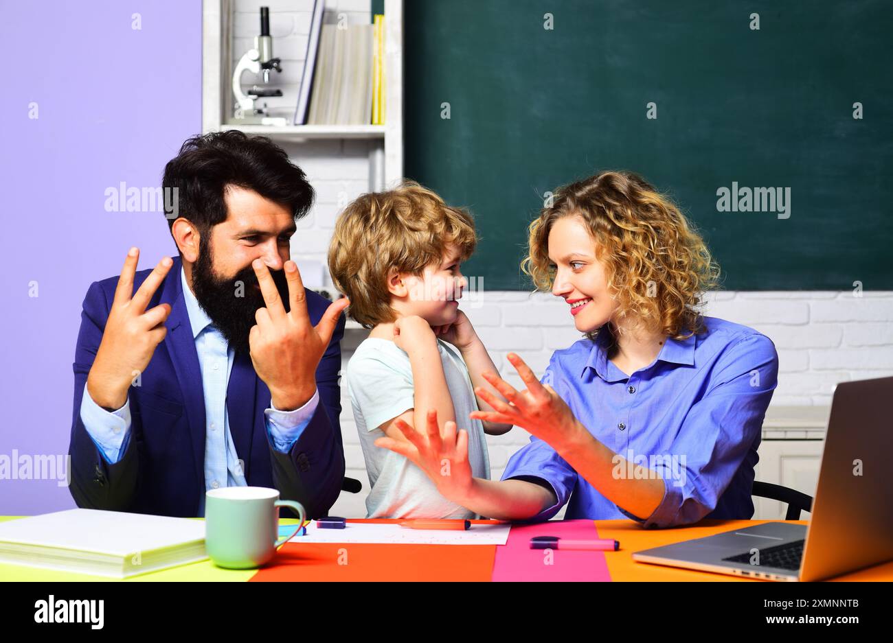 Mathematics for children in school. Schoolboy pupil do math homework ...