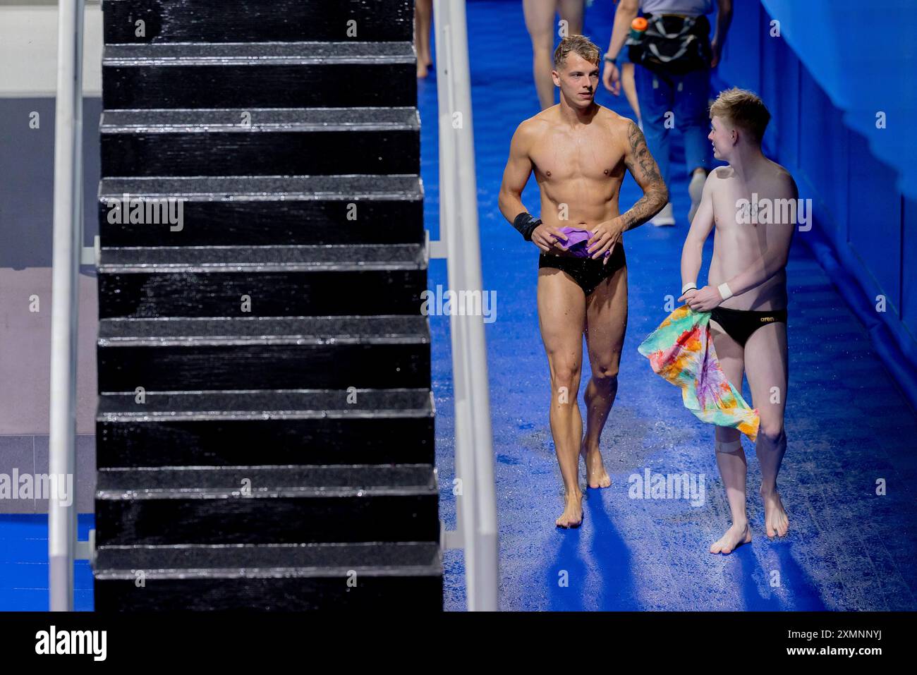 Paris, Frankreich 29.07.2024: 10m Synchron Turmspringen Maenner, Tag 3, Jaiden Eikermann, TImo ...