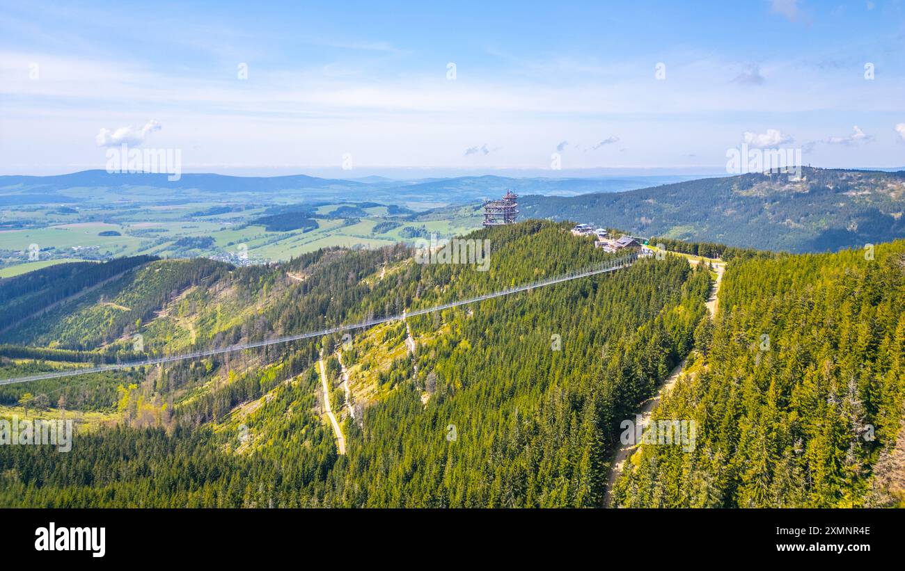 Aerial view of the Sky Bridge 721, the worlds longest suspension ...