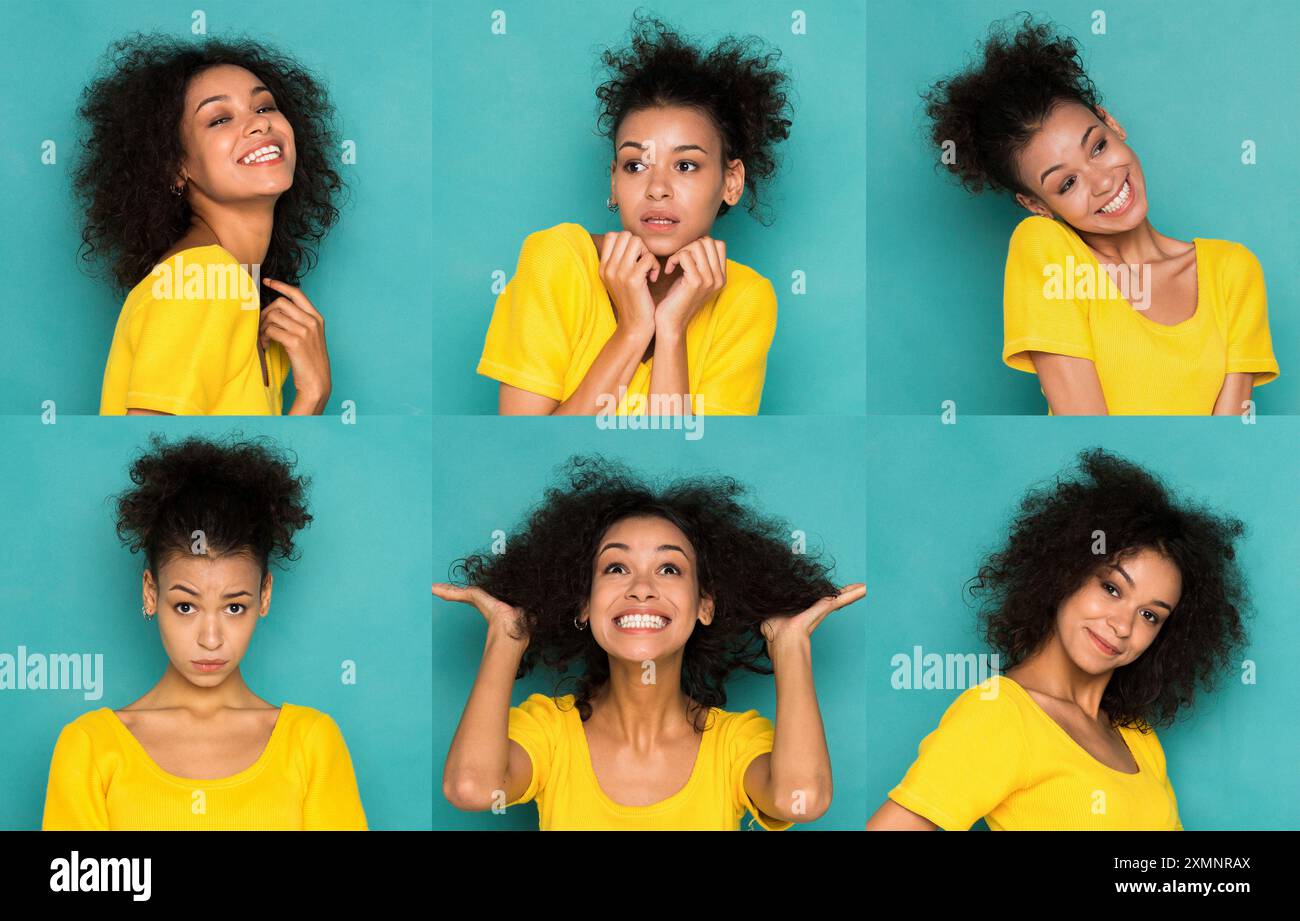 Female different emotions set Stock Photo - Alamy
