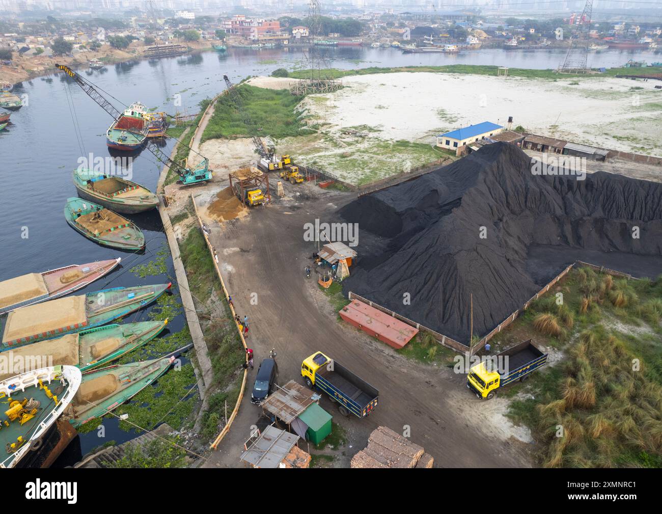 Aerial view of coal loaded in Amin bazar, Dhaka Division, Nagarpur ...