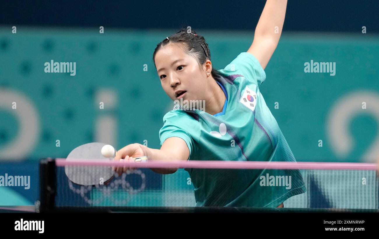 South Korea's Shin Yubin plays against Australia's Melissa Tapper ...
