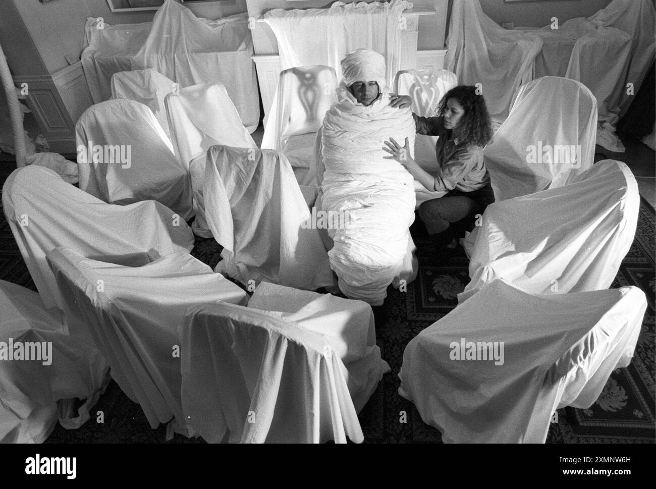 Pallant House Gallery, Chichester. Sculptor Susan Stockwell wraps David ...