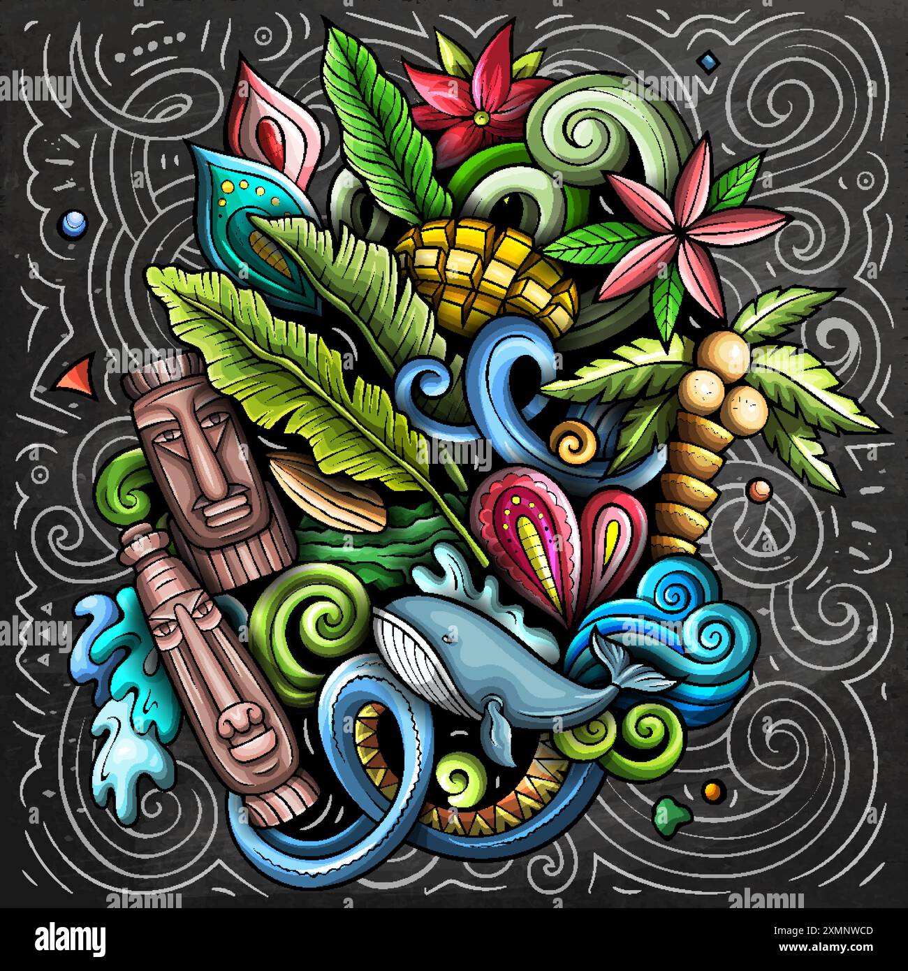 Vector funny doodle illustration with Dominica theme. Vibrant and eye ...