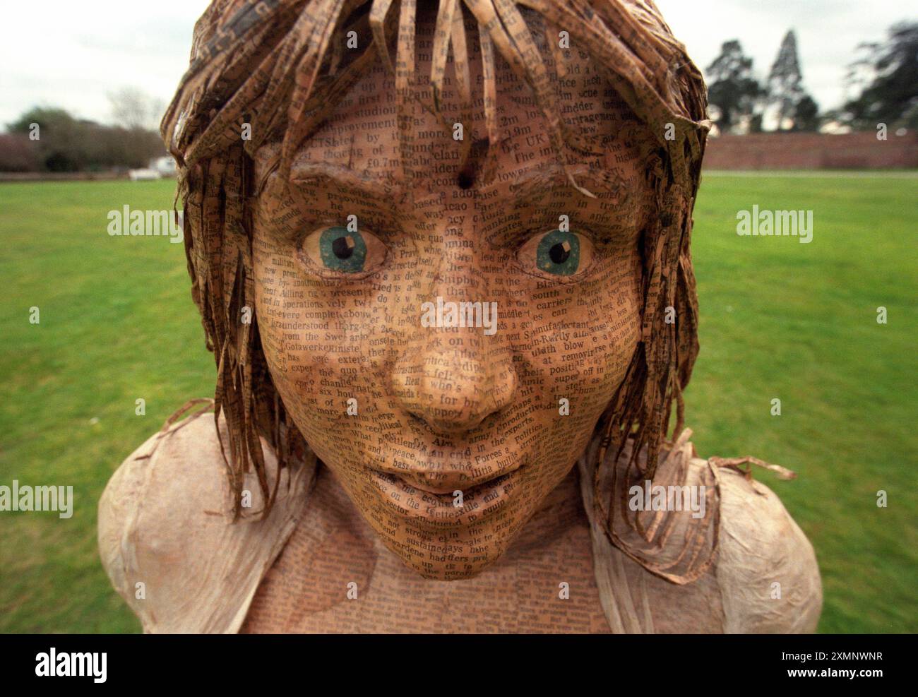 A Page 3 Girl model made from copies of the Financial Times in the ...