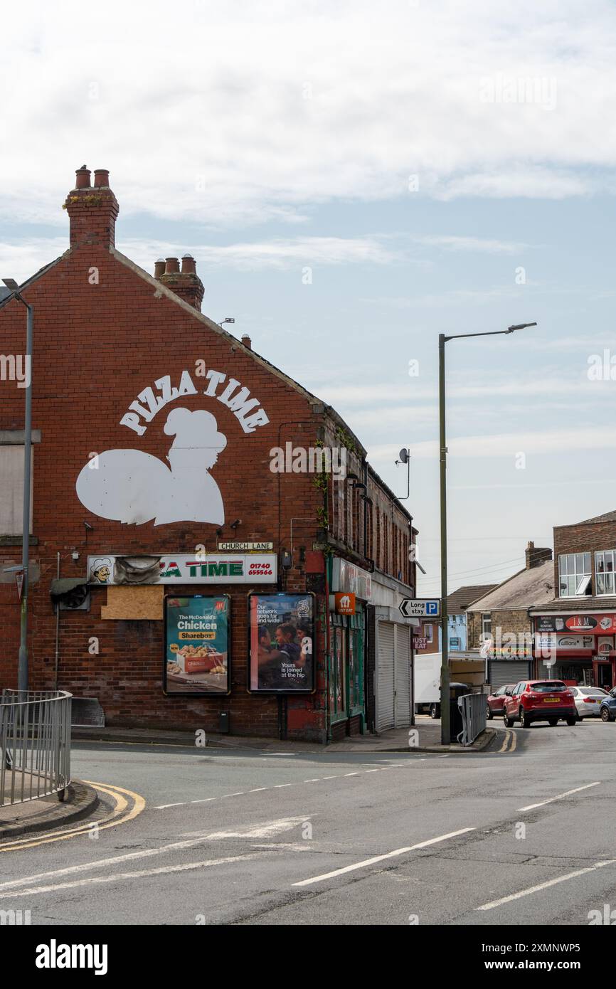 Ferryhill, County Durham, UK. A run down part of the the town centre ...