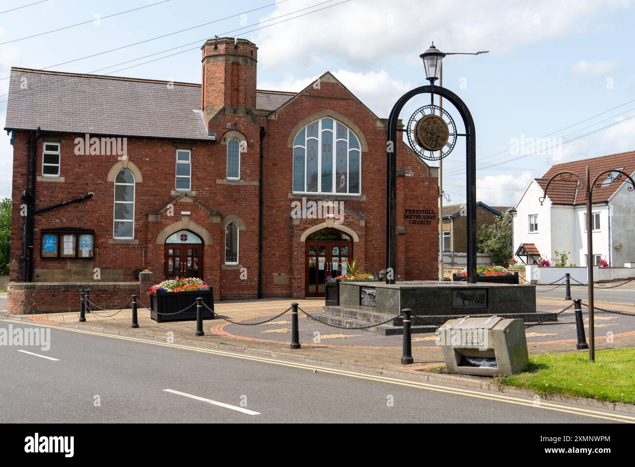 Ferryhill, County Durham, UK. Ferryhill Methodist Church and the Beacon ...