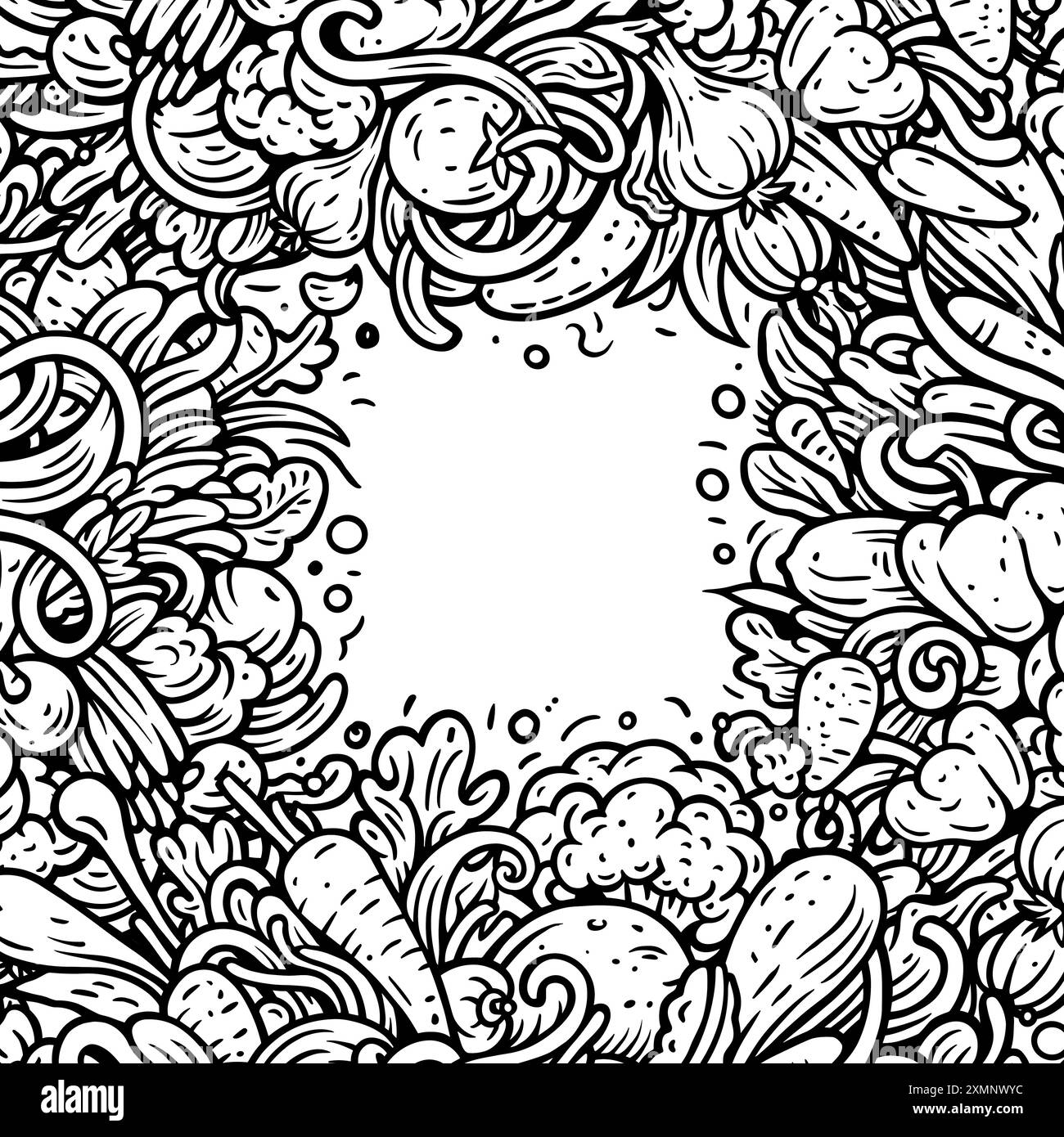 Vegetables cartoon vector doodles frame. Veggies border design. Nature ...