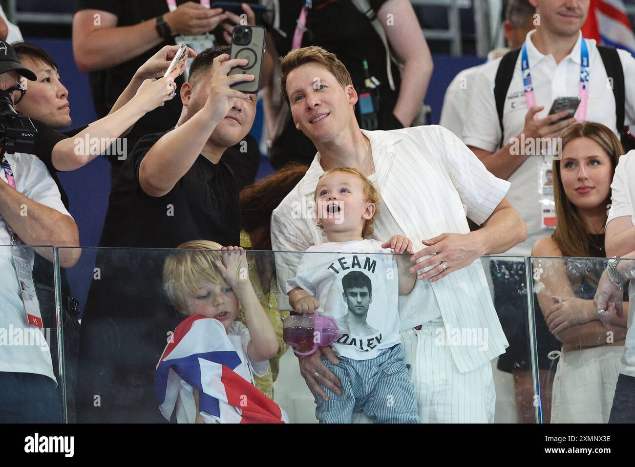 PARIS, FRANCE. 29th July, 2024. Dustin Lance Black, husband of Tom ...