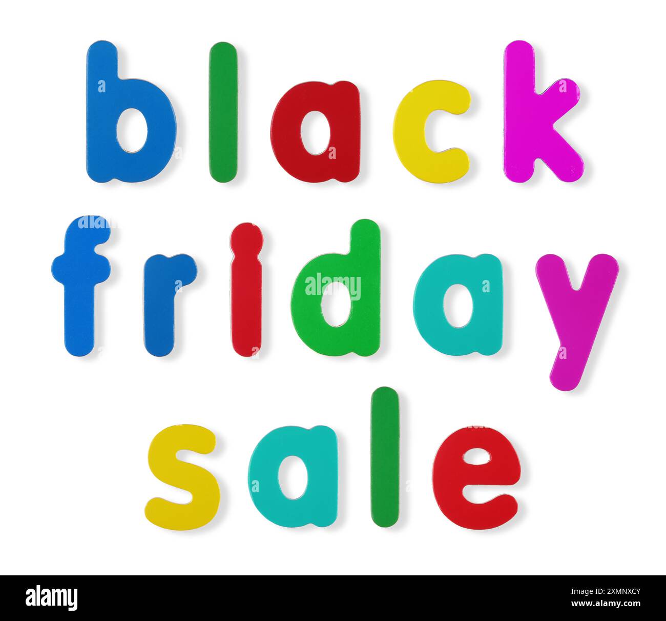 black friday sale words coloured magnetic letters on white with ...