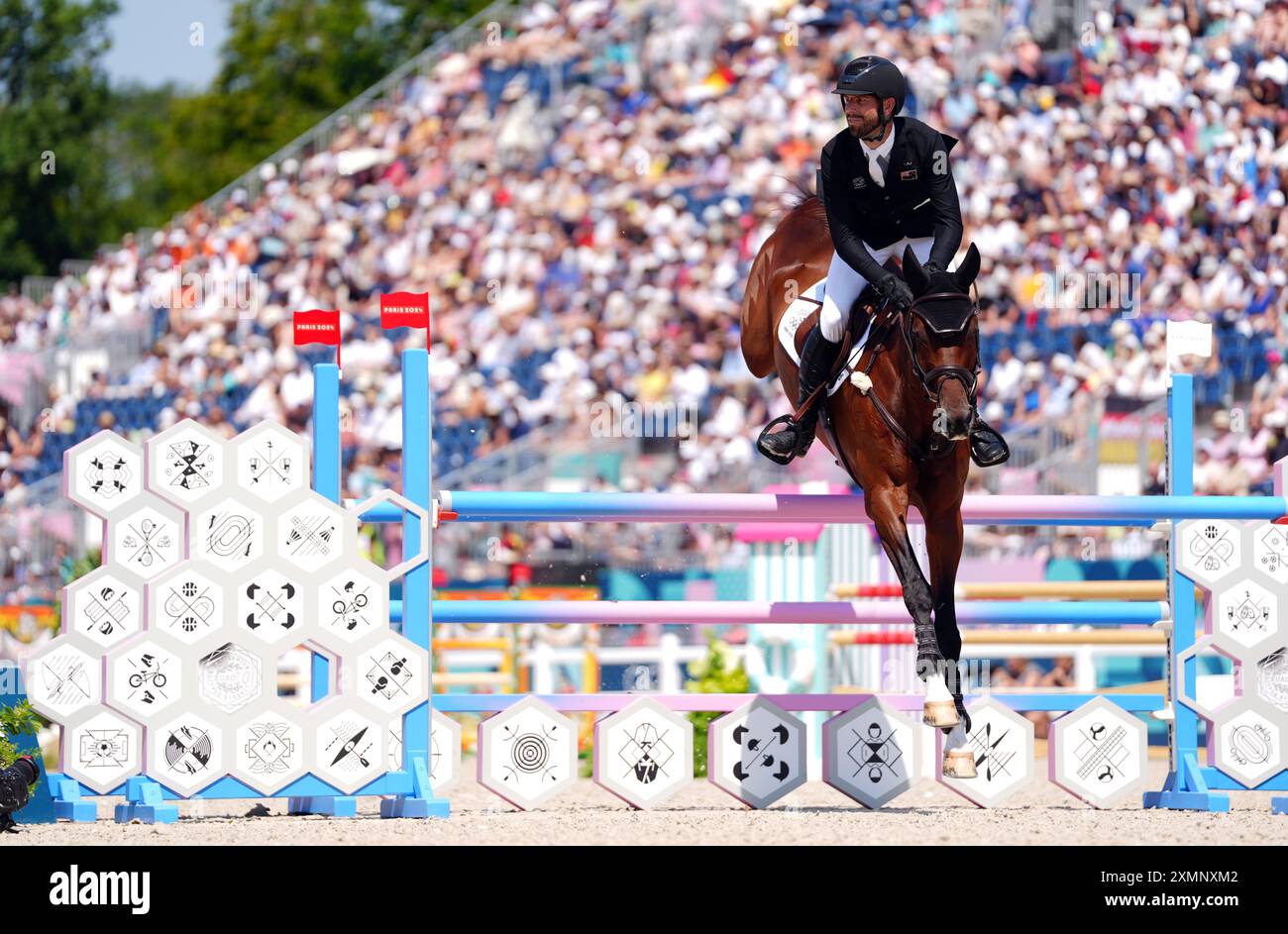 New Zealand's Clarke Johnstone aboard Menlo Park during the Eventing ...