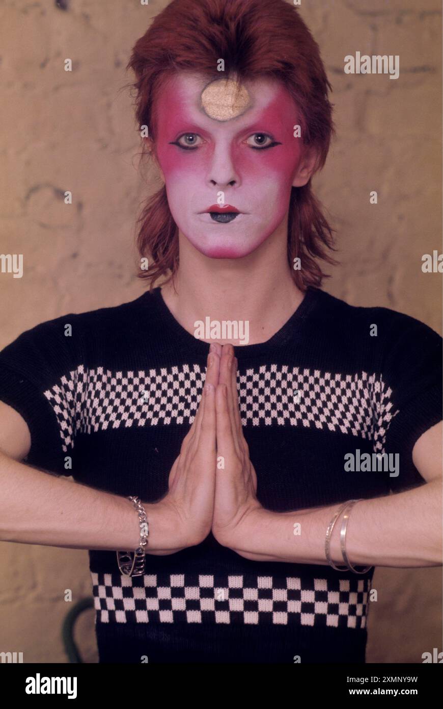 David Bowie after his makeup session , backstage, Lambeth. Bowie with ...