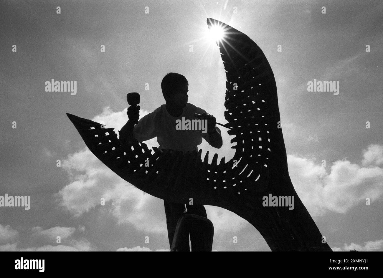 Walter Bailey with his Y Sculpture ???? 17 August 1995 Picture by Roger ...