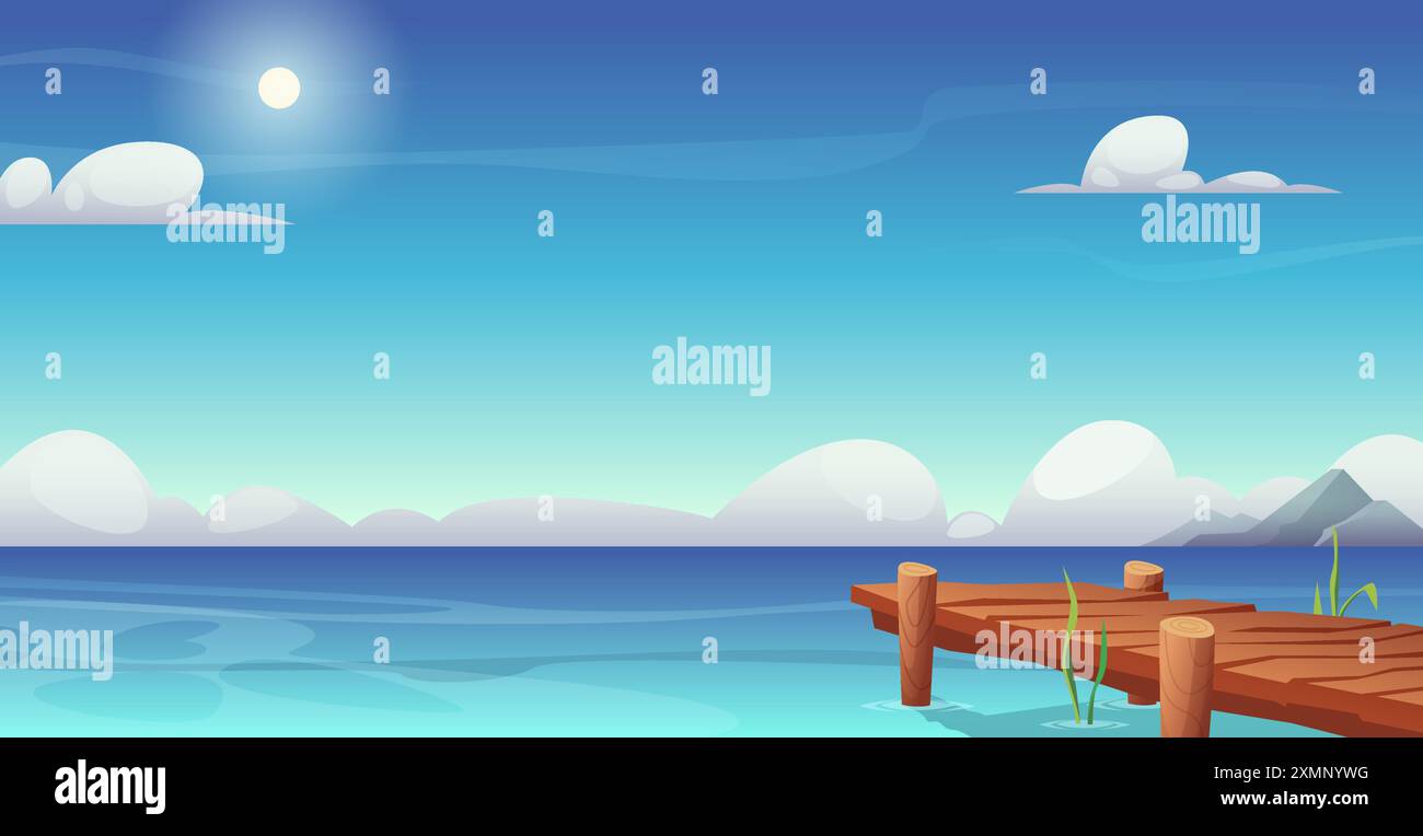 river berth. horizontal background of river beautiful landscape Stock ...