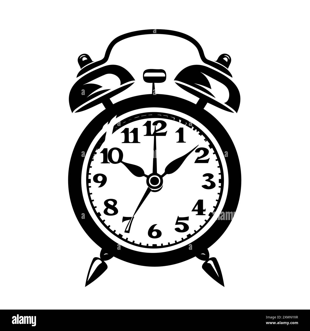 Retro Alarm Clock Illustration with Roman Numerals Stock Vector Image ...