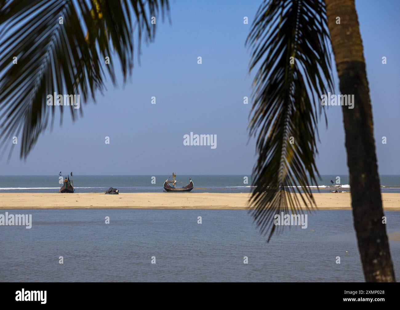 Traditional Bangladeshi moon fishing boats, Chittagong Division, Ukhia ...