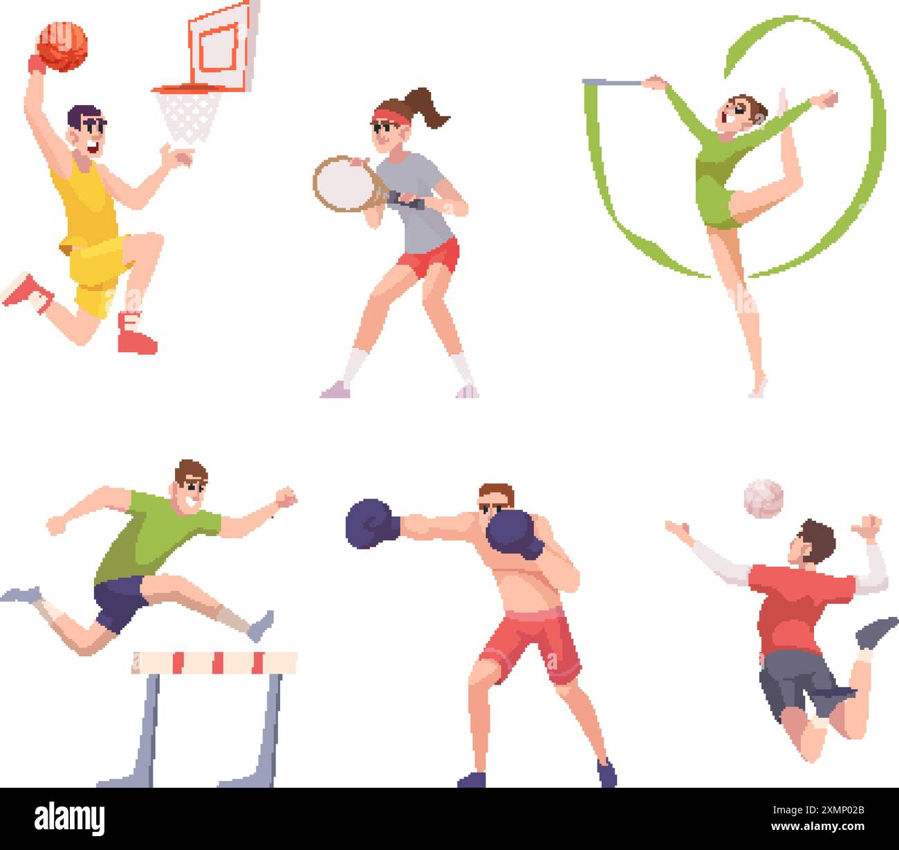 Olympic sports. Active fitness characters in action poses sport games ...