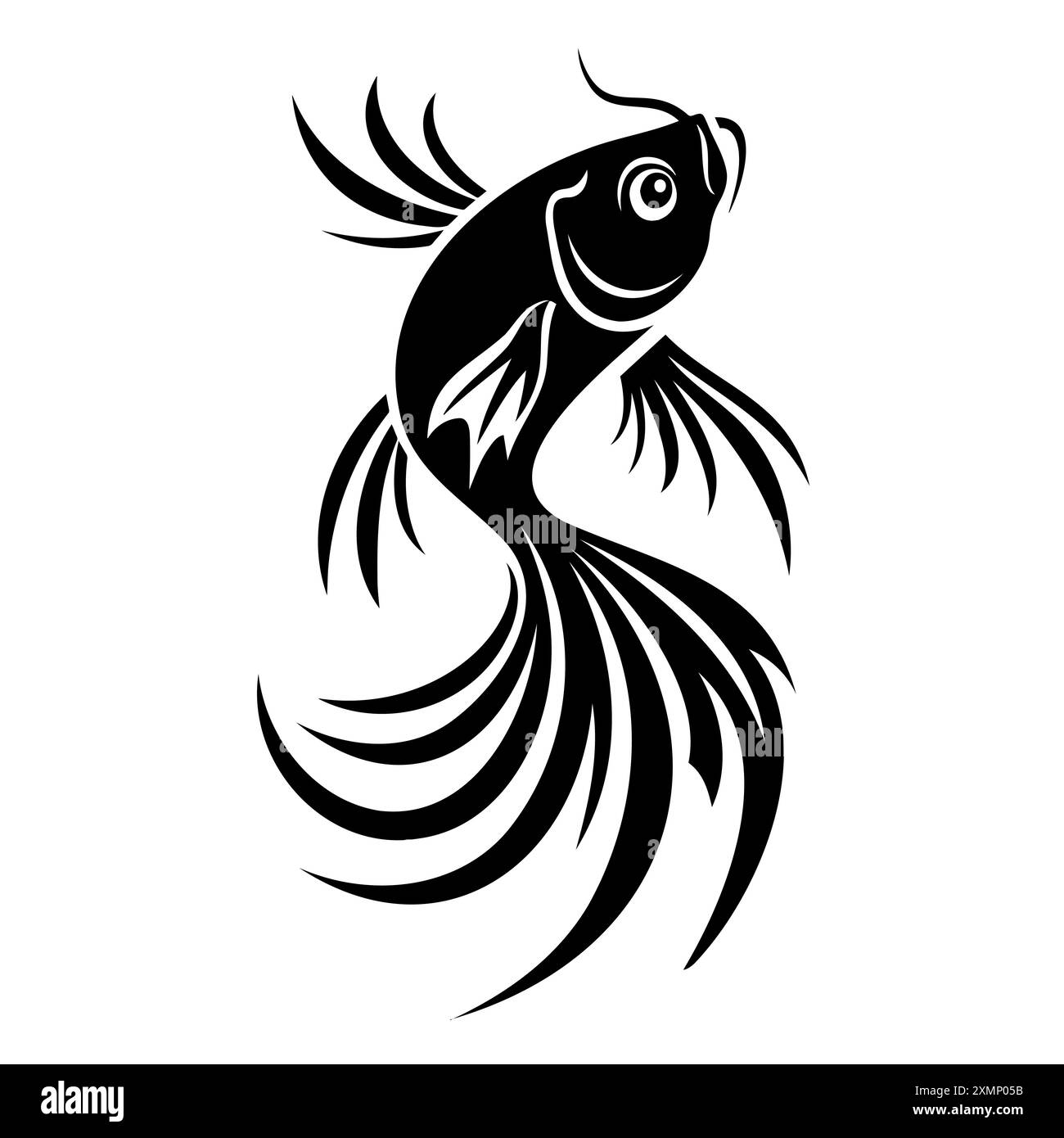 Elegant Koi Fish with Flowing Fins Illustration Stock Vector Image ...