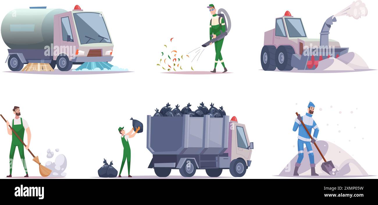 Cleaning transport. Urban vehicles for cleaning service cars for ...