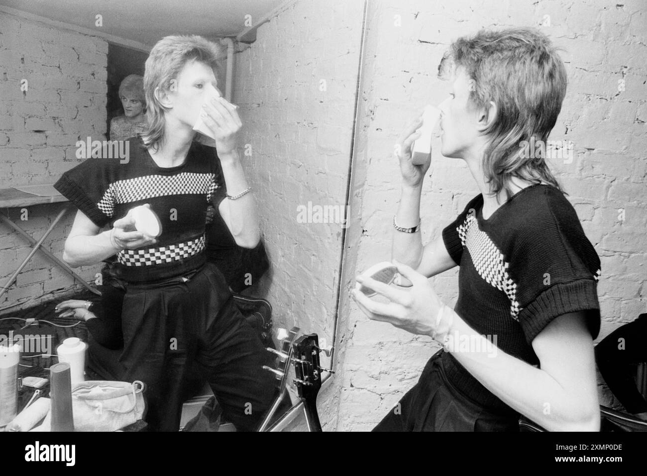 David Bowie 22 May 1973 Backstage at Lewisham, London, making up for a ...