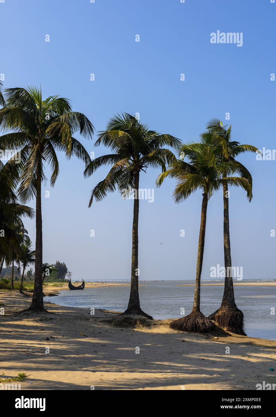 Traditional Bangladeshi moon fishing boat, Chittagong Division, Ukhia ...