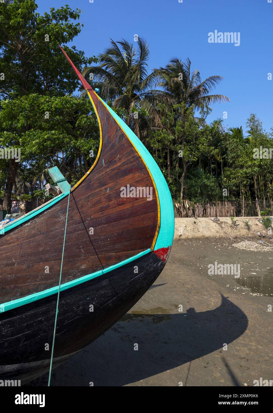 Traditional Bangladeshi moon fishing boats, Chittagong Division, Ukhia ...