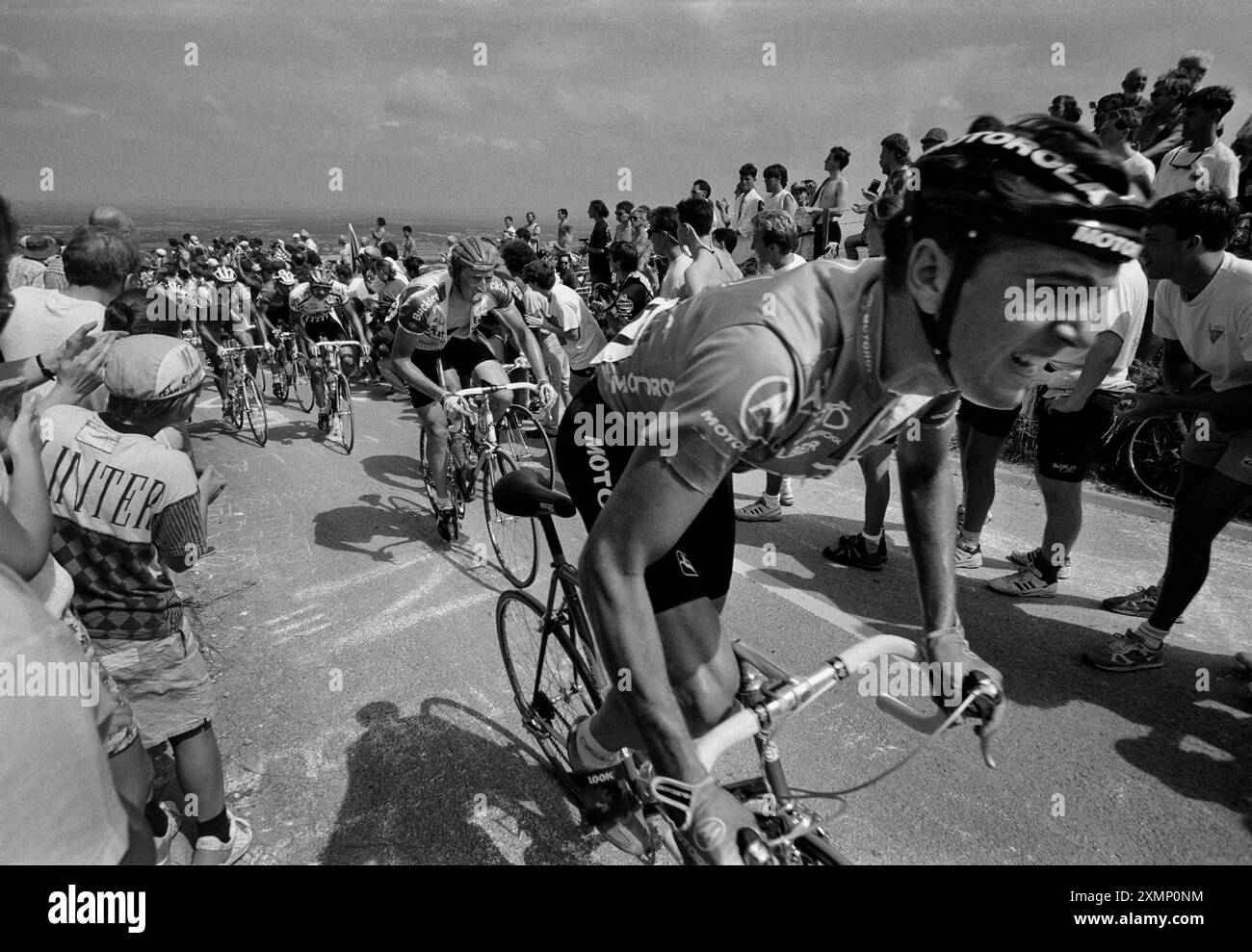 Andre Francisco, a rider for the Motorola team, finishes his ascent of ...