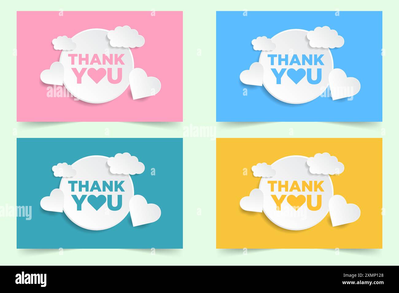 Thank you card with heart shape and sky banner for business, marketing ...