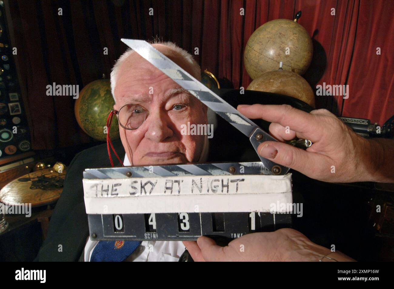 Astronomer Sir Patrick Moore at work recording the 650th edition of The ...