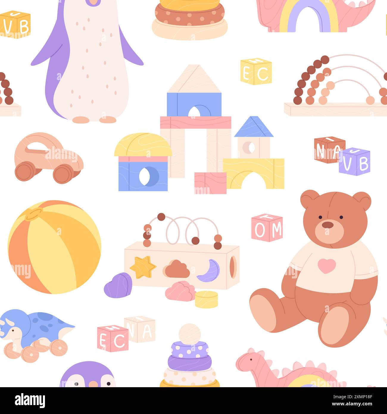 Kids toys seamless pattern. Childish design for fabric print or ...