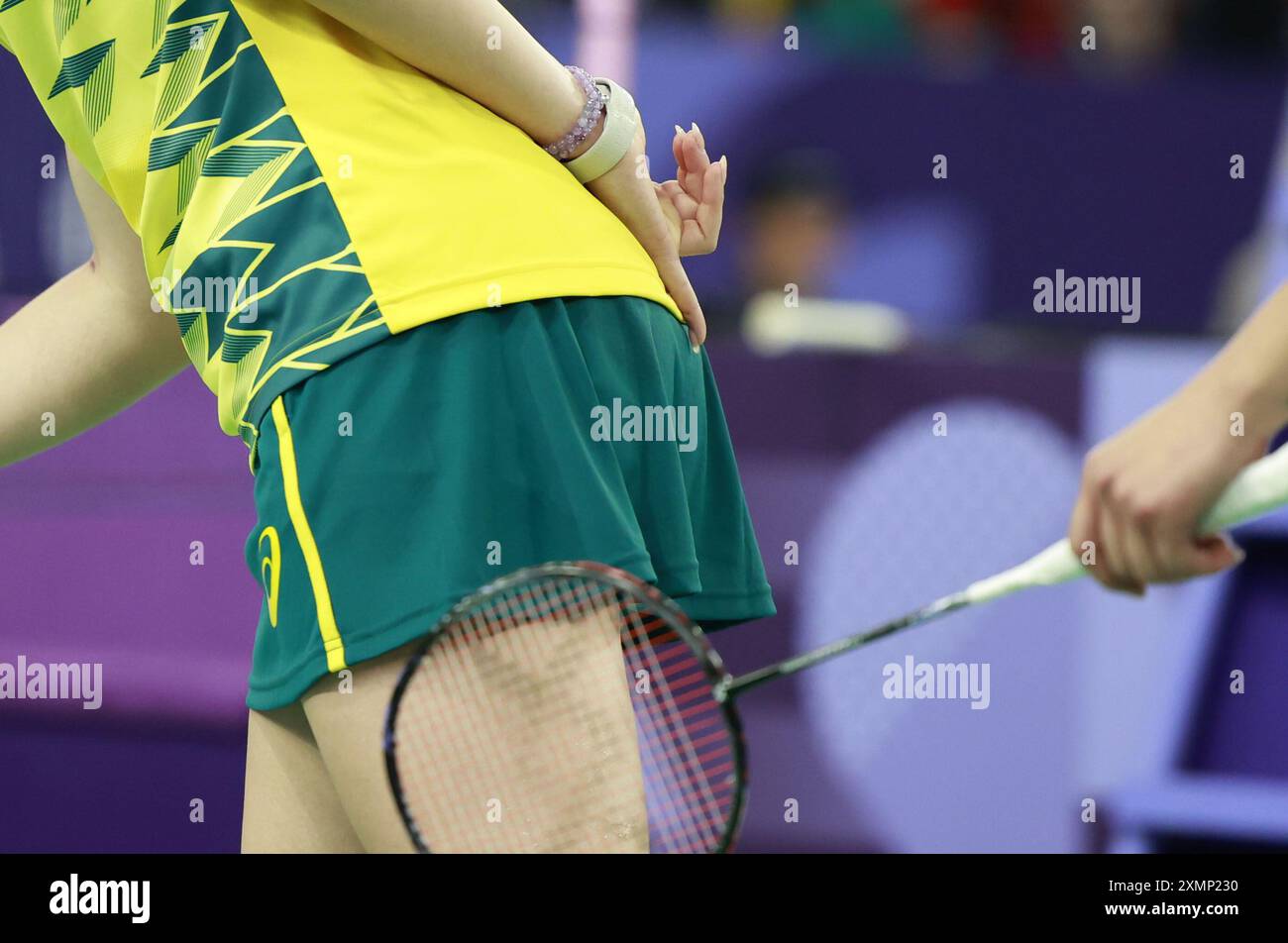Paris, France. 29th July, 2024. Angela Yu of Australia gestures to her ...