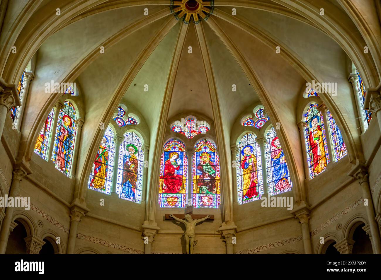 Stained Glass Windows, Cathedrale Saint Jean Baptiste, Lyon, Rhone ...