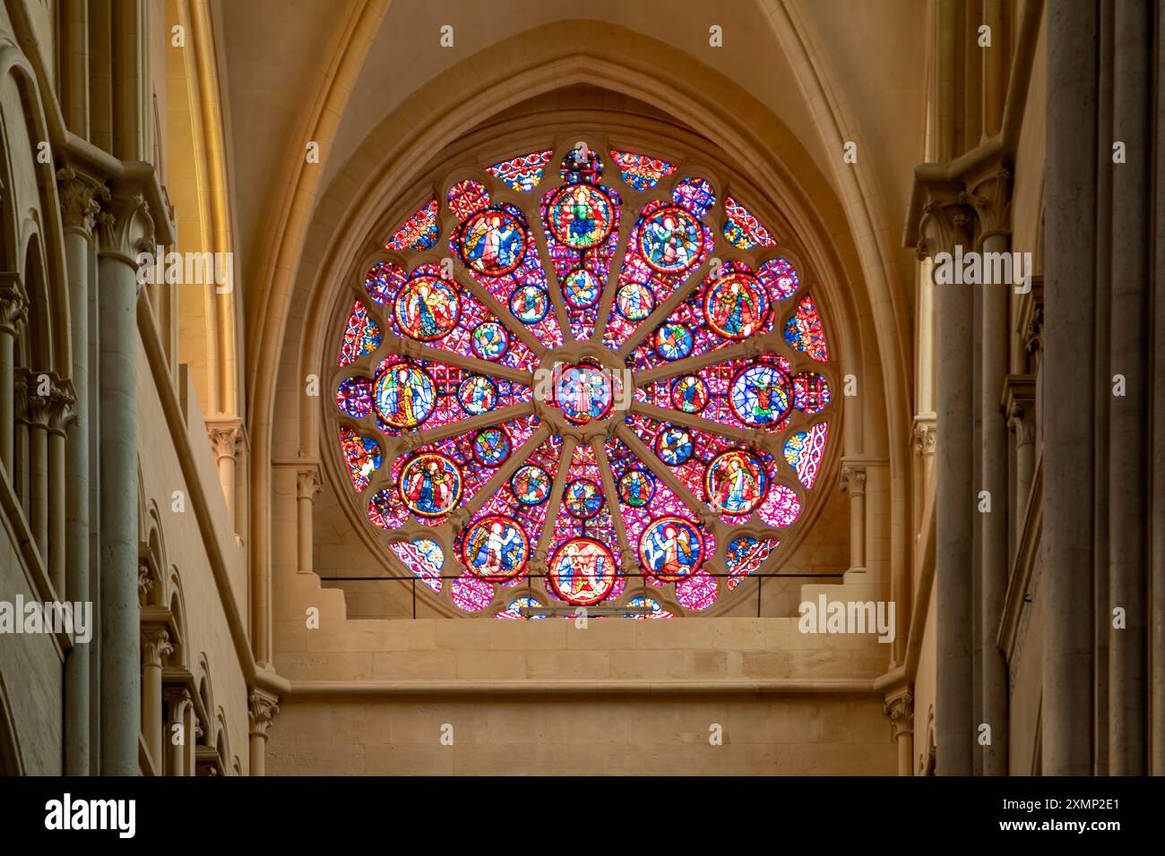 Stained Glass Windows, Cathedrale Saint Jean Baptiste, Lyon, Rhone ...
