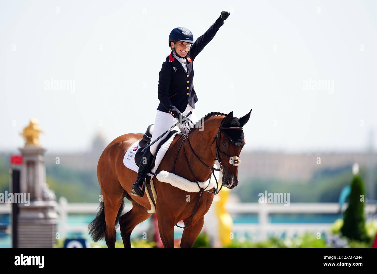 Great Britain's Laura Collett aboard London 52 celebrates following the ...