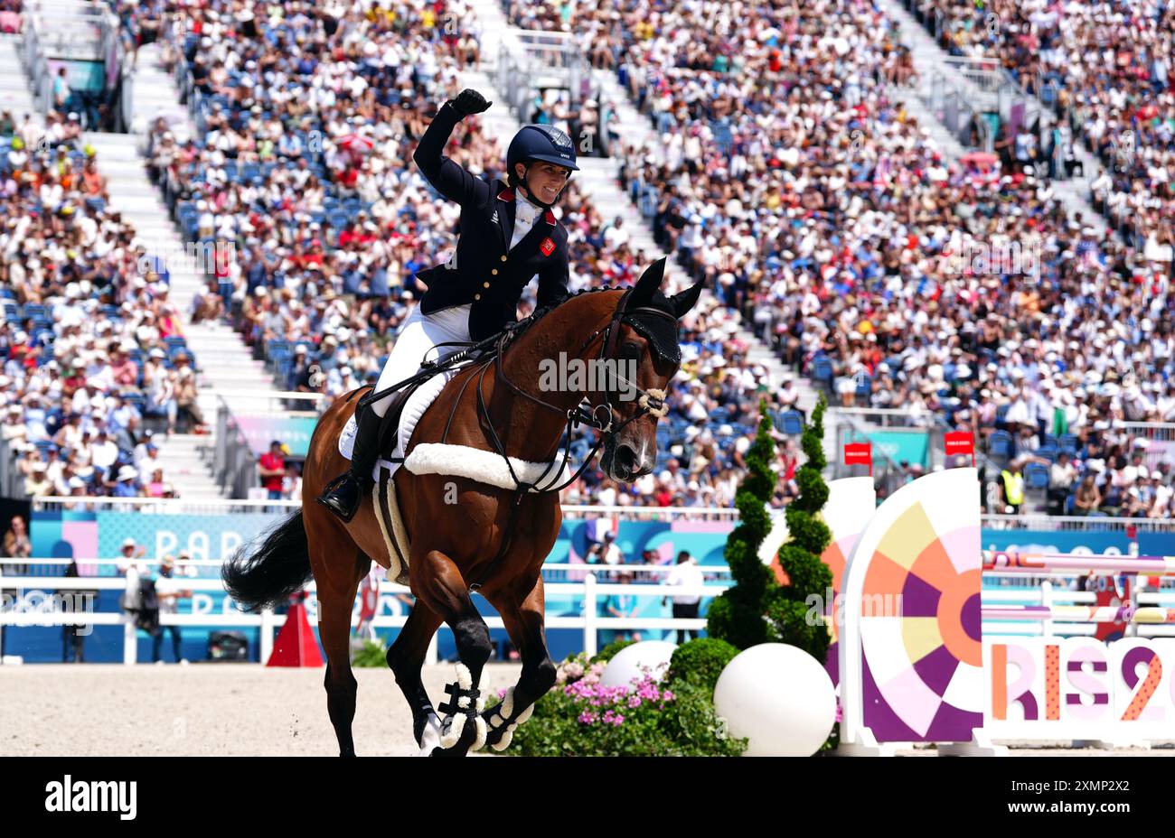 Great Britain's Laura Collett aboard London 52 celebrates following the ...