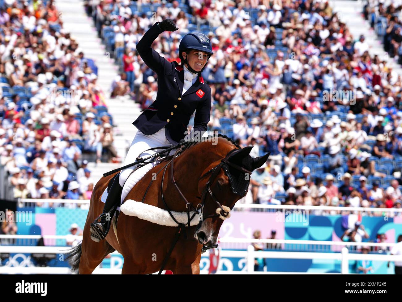 Great Britain's Laura Collett aboard London 52 celebrates following the ...