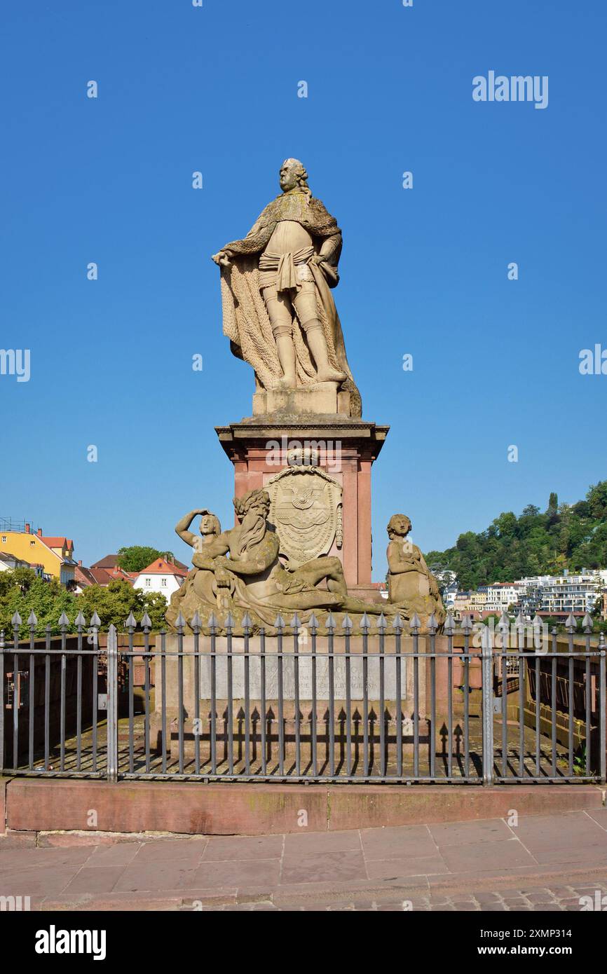 Germany, Heidelberg - June 28th 2024: Sculpture of Prince Elector Carl ...