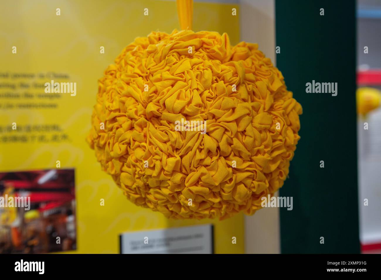 Nine Emperor Gods exhibit. Yellow flower balls to decorate the ...