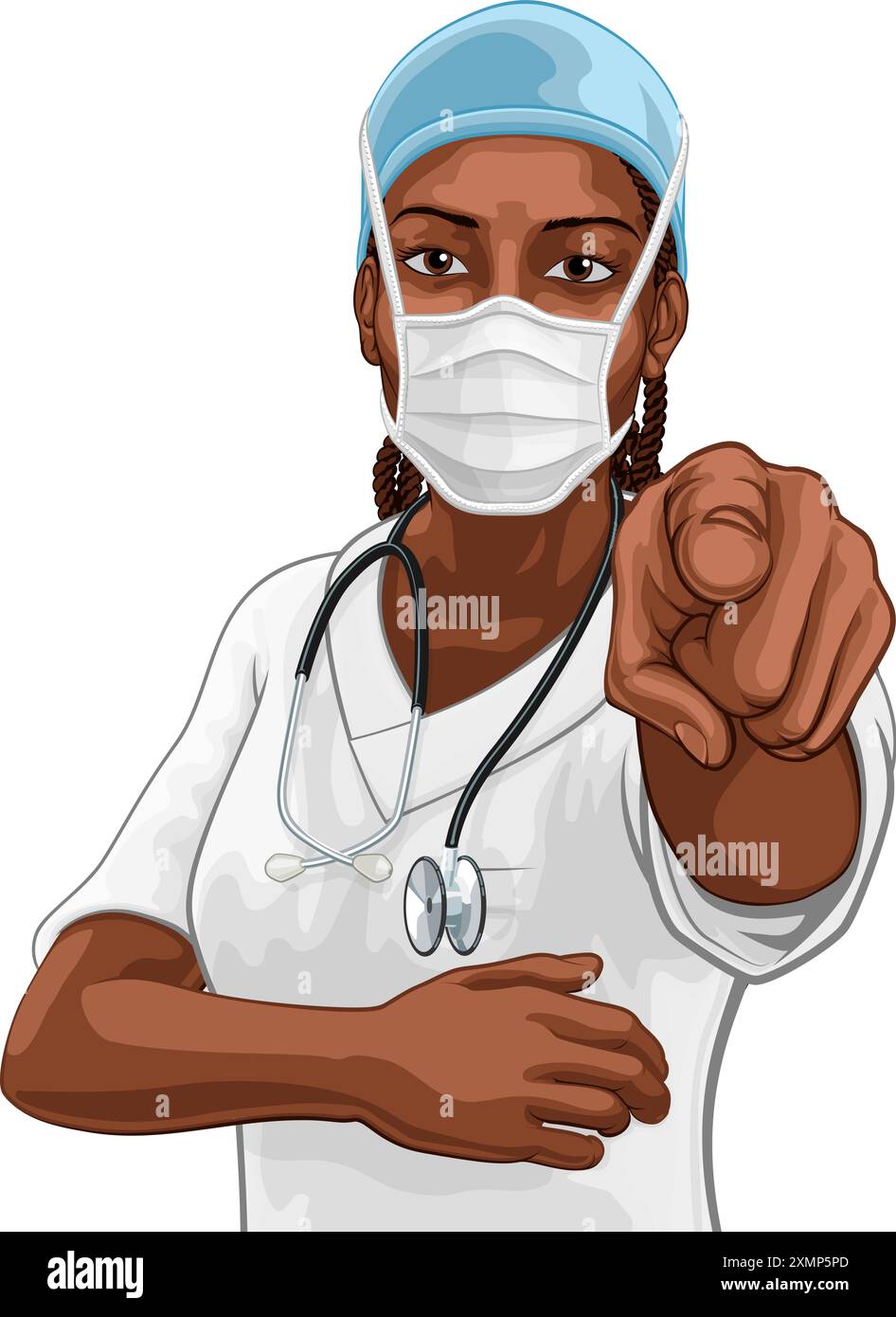 Black Woman Medical Doctor Nurse Pointing Stock Vector Image & Art - Alamy