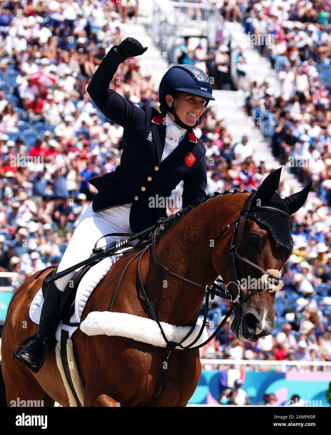 Great Britain's Laura Collett aboard London 52 celebrates following the ...
