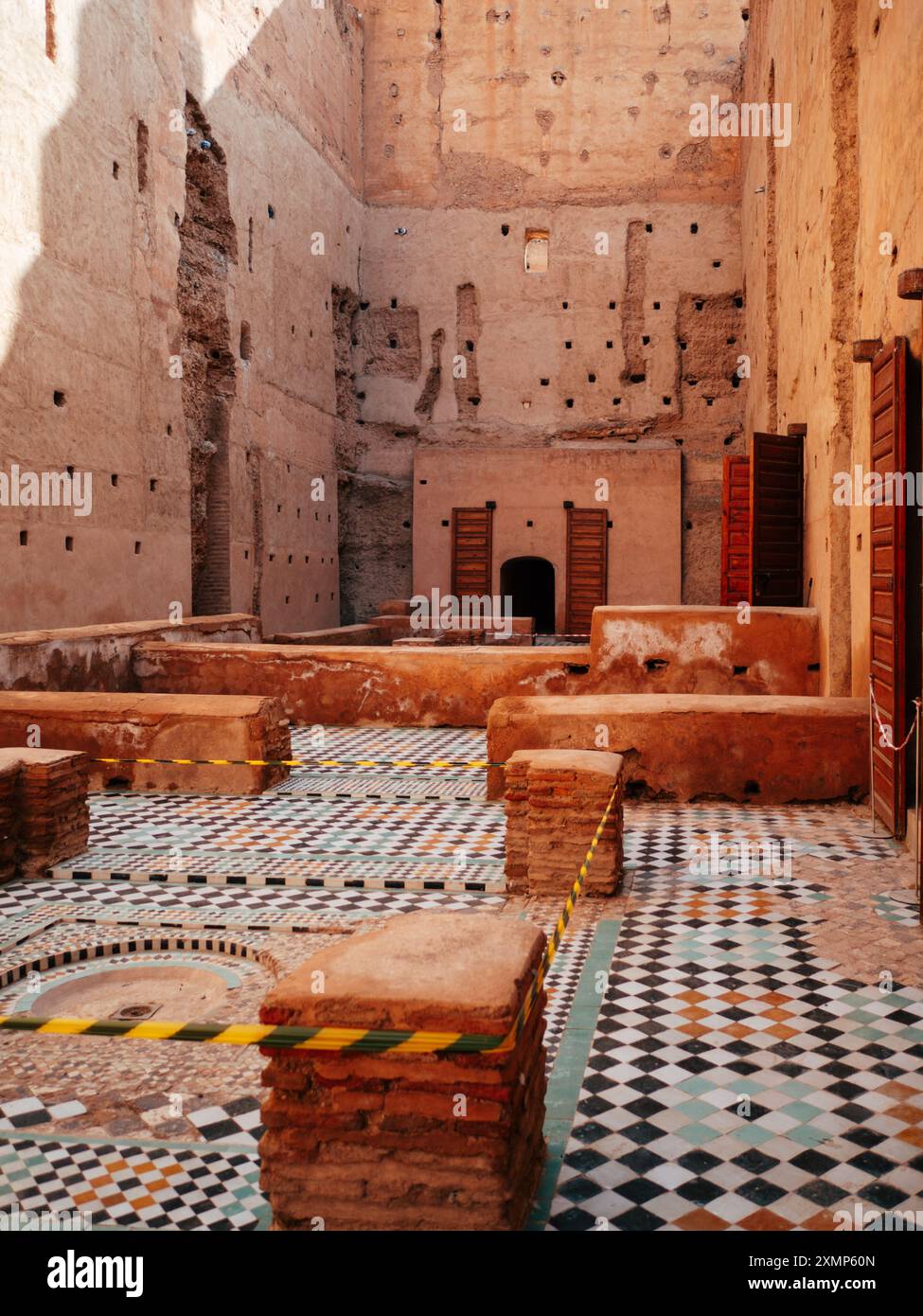 A historic site showcasing ancient ruins with intricate mosaic tiled ...