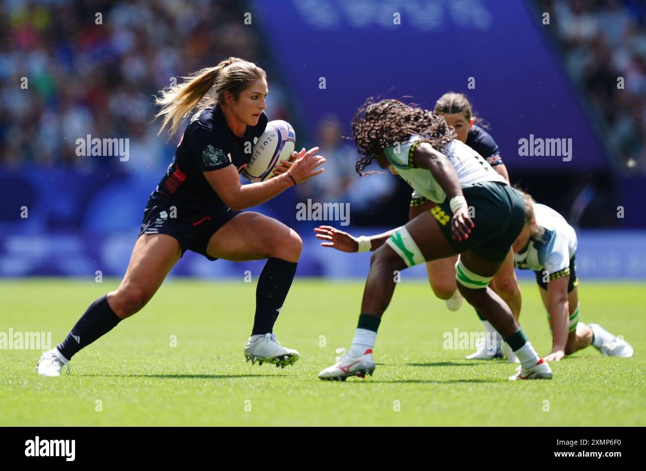 Great Britain's Amy Wilson-Hardy (left) in action against South Africa ...