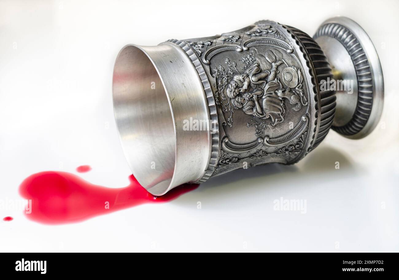 A goblet with a scene representing two lovers, overturned from which a ...