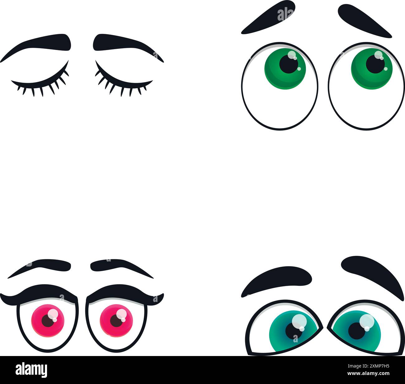 Eye icons set cartoon vector. Cartoon eye expressing different emotion ...