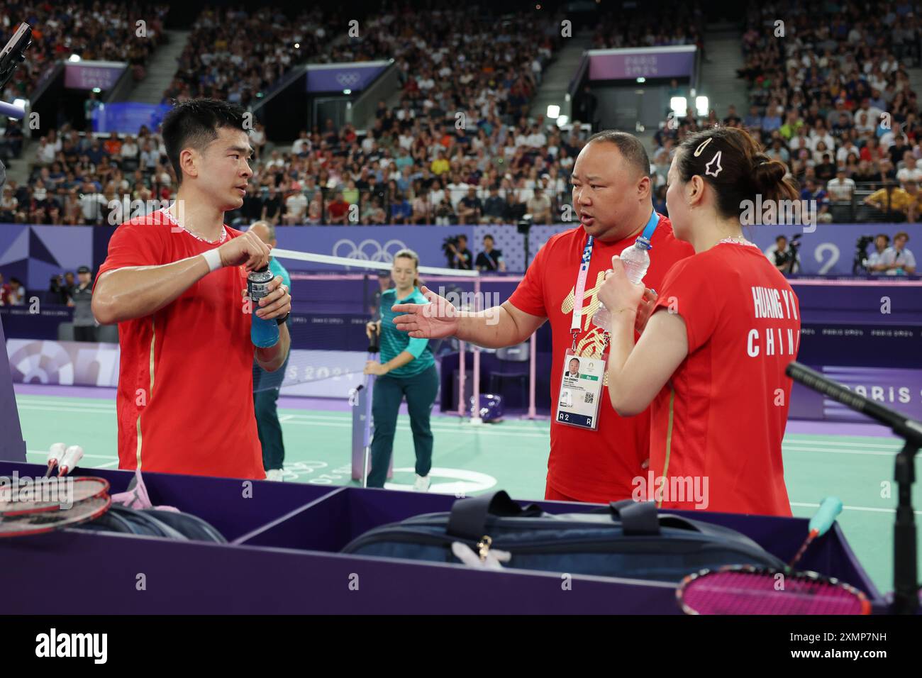 Paris, France. 29th July, 2024. Zhang Jun (C), president of the Chinese ...