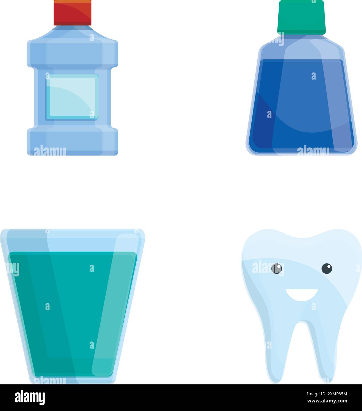 Mouth wash icons set cartoon vector. Mint liquid for rinsing mouth ...