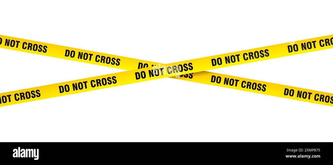 Yellow do not cross tape forming x transparent background. 3d Stock ...