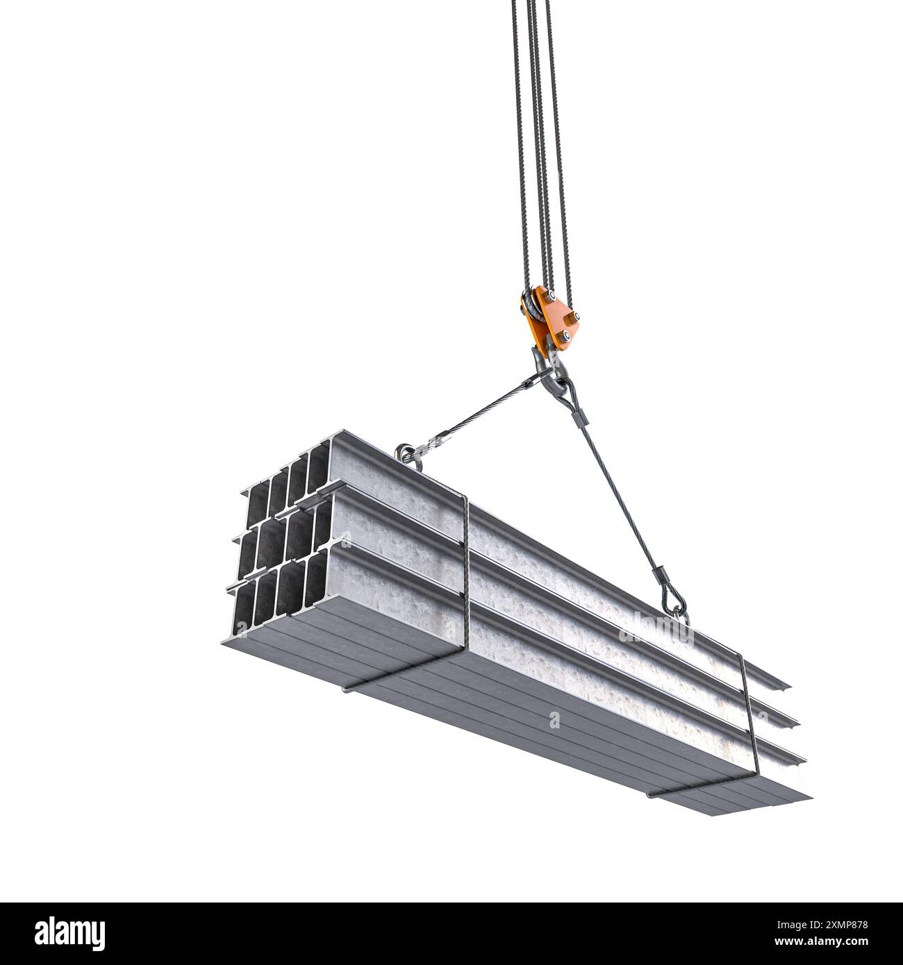 Steel beams suspended crane, isolated transparent background. 3d Stock ... Steel beams suspended crane, isolated transparent background. 3d Stock ...