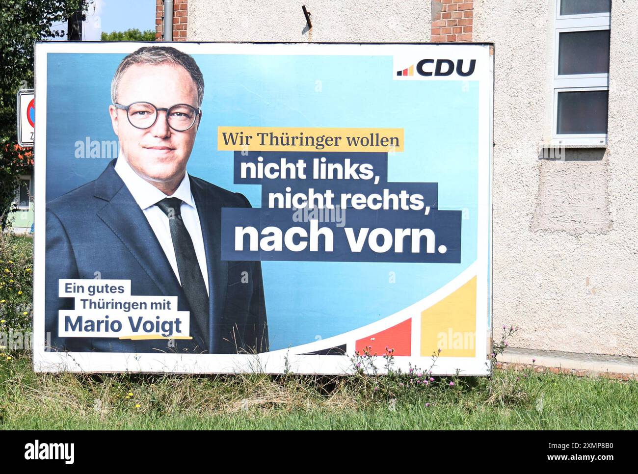 Wahlplakate 28.07.2024, Straussfurt, Wahlplakat zur Landtagswahl am 01. ...
