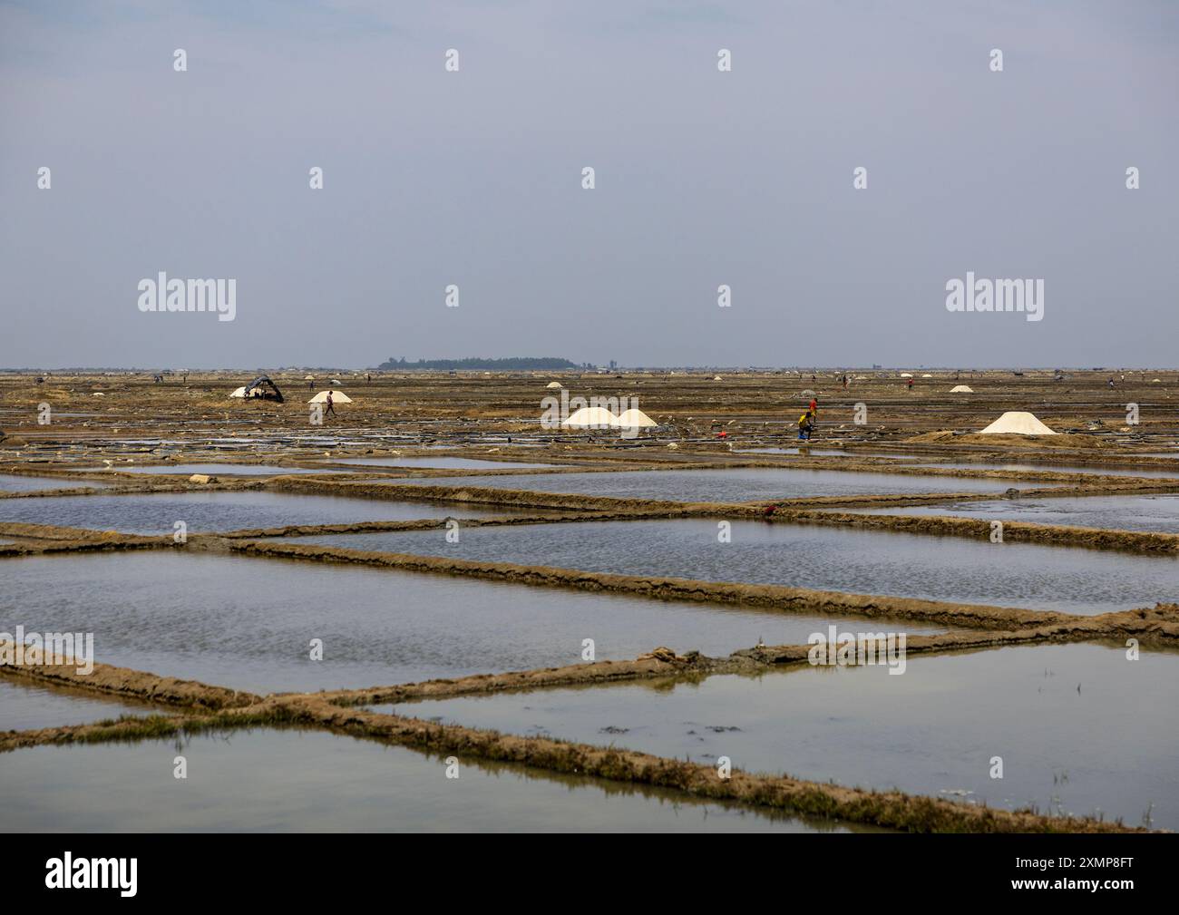 Bangladeshi men working in a salt field, Chittagong Division ...